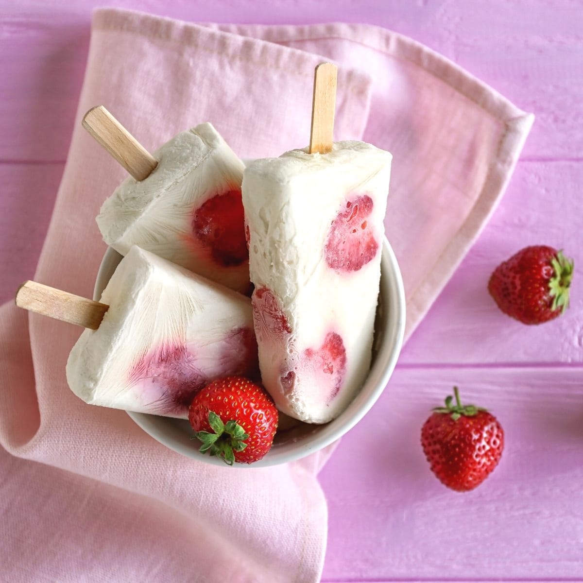 Strawberry and Cream Popsicles- Strawberry Passion